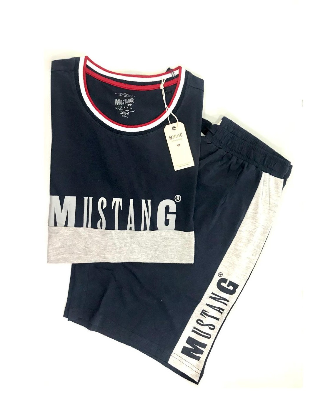 Pánské pyžamo MUSTANG - 4192 (Grey melange/Navy, XL) | Symbol Krnov